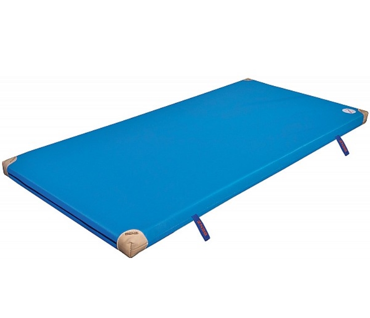 BENZ Sport Normturnmatte blau mit Lederecken und Griffen, 200 x 100 x 6 ...